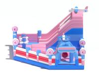 China Kids Inflatable Small Bouncy Castle Pink Blue With Slides for sale