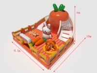 China Carrot Rabbit Inflatable Castles Orange White Green With Big Slides for sale