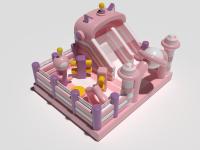 China Small inflatable Commercial Bouncy Castle Indoor Playground Pink & White for sale
