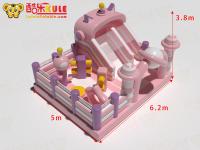 China Small inflatable Commercial Bouncy Castle Indoor Playground Pink & White for sale