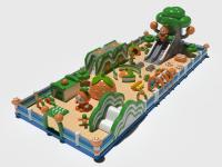 China Children Playground Bouncy Inflatable Castles Green Orange 28*11*7.3m for sale