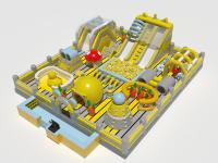 China Large Playground Inflatable Bouncy Castles Yellow Grey for sale