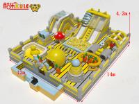China Large Playground Inflatable Bouncy Castles Yellow Grey for sale