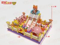 China Bouncy Jumping Inflatable Castles Pink Yellow color For Kids for sale