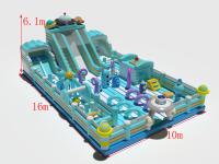 China Blue Inflatable Commercial Bouncy Castle With Slides Obstacles for sale