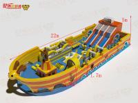China Pirate Ship Inflatable Blow Up Bouncy Castle With Big Slides for sale