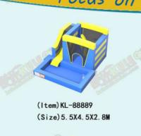 China Blue Yellow Inflatable Jumping House With Slide And Pool for sale