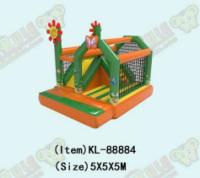 China Green Orange Inflatable Bouncy House With Slides For Childrens for sale