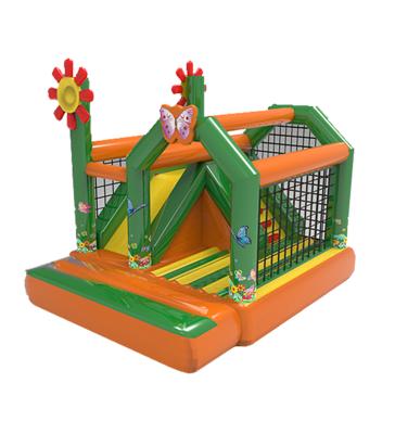 China Green Orange Inflatable Bouncy House With Slides For Childrens for sale