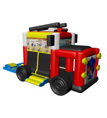 China Fire Truck Inflatable Castle Bounce House For Childrens for sale