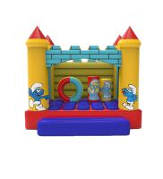 China Smurfs Inflatable Jumping Castle With Pillars And Circle Ring for sale