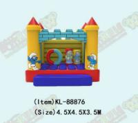 China Smurfs Inflatable Jumping Castle With Pillars And Circle Ring for sale