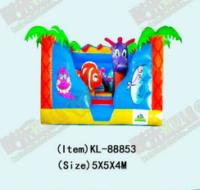 China Blue Ocean Park Inflatable Small Bouncy Castle House For Rental for sale