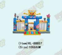 China SpongeBob Themed Inflatable Castles Blue And Yellow Color for sale