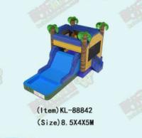 China Palm Tree Commercial Inflatable Bouncy Castle With Water Slide for sale