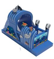 China Marine Animals Theme Inflatable Bounce House With Small Slide for sale