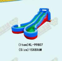 China Commercial Outdoor Inflatable Two Lane Water Slides With Pool for sale
