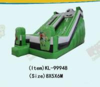 China Children Fun Park Inflatable Green Football Slide For Rentals for sale