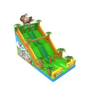 China Forest Animals Inflatable Monkey Slide With Palm Trees for sale