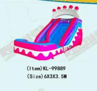 China Pink Crown Inflatable Wet Dry Inflatable Slide With The Pool for sale