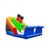 China Orange And Green Inflatable Slides With White Sliding Surface for sale