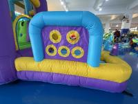China Polyester Oxford Inflatable Purple Yellow Blue Slide With Toss Play for sale