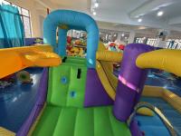 China Polyester Oxford Inflatable Purple Yellow Blue Slide With Toss Play for sale