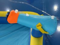 China Polyester Oxford Inflatable Blue And Orange Water Slide For Children Fun Park for sale