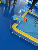 China Polyester Oxford Inflatable Blue And Orange Water Slide For Children Fun Park for sale