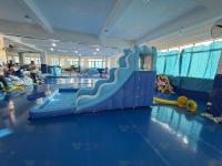China Polyester Oxford Inflatable Blue Water Slide With Ocean Balls For Kids Fun Park for sale