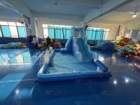 China Polyester Oxford Inflatable Blue Water Slide With Ocean Balls For Kids Fun Park for sale