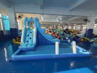 China Polyester Oxford Inflatable Blue Water Slide With Ocean Balls For Kids Fun Park for sale