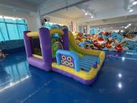 China Polyester Oxford Inflatable Purple Yellow Blue Slide With Toss Play for sale