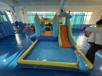 China Polyester Oxford Inflatable Blue And Orange Water Slide For Children Fun Park for sale