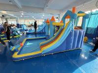 China Polyester Oxford Inflatable Blue And Orange Water Slide For Children Fun Park for sale