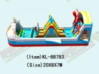China Spider Man Children Fun Park Inflatable Ship Boat Jumping Slide for sale