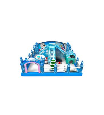 China Snow Theme Children Fun Park Inflatable With Two Slide Bouncy for sale