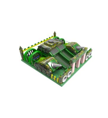 China Tank Theme Bouncy Slide Castle Camouflage Kids Playground for sale