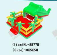 China Red Jumping Castle With Big Green Crocodile Slide for sale