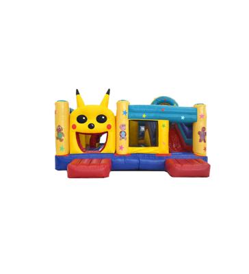 China Pikachu Theme Children Fun Park Inflatable Slide Bouncy Playground for sale