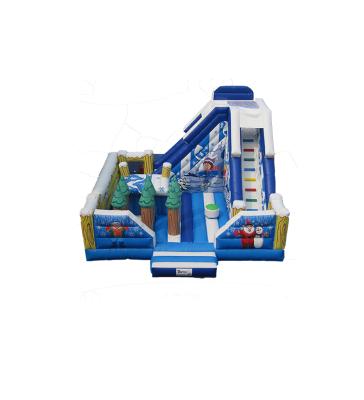 China Blue White Snow theme Children Fun Park Inflatable Slide Bouncy for sale