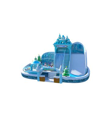 China Blue Ice Land Children Fun Park Inflatable Slide Bouncy for sale