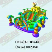 China Giraffe Theme Slide Inflatable Bouncy Castle With Palm Trees for sale