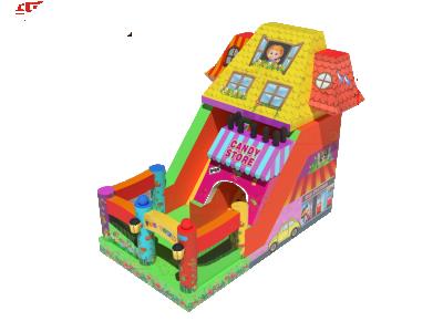 China Fun Park Dry Inflatable Bouncy Slides With Candy Shop Theme for sale