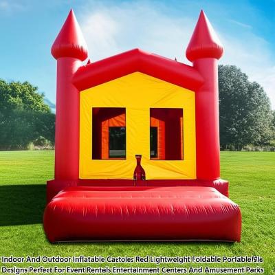 China Indoor And Outdoor Inflatable Castles Red Lightweight Foldable Portable Designs Perfect For Event Rentals Entertainment Centers And Amusement Parks for sale