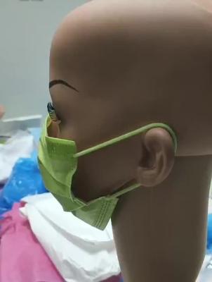 China Disposable Medical / Surgical Face Mask Respirator Fresh Green Cotton Ear Loops  4-ply Fully Colore Hospital Dental Daily Use for sale