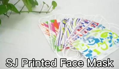 China S&J Protective Disposable Printed Face Mask Custom Print Ear Loop Daily Use Kids and Adult Size Print Face Mask for sale