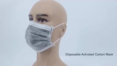 China Disposable non woven 3ply 4ply activated carbon black medical surgical Face Mask fold dust proof active charcoal KN95 respirato for sale