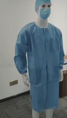 China Unisex Adult Non-woven Disposable Lab Coat Isolation Gowns Smocks for sale