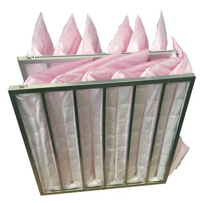 China Chemical 6 Pockets Synthetic Fiber Bag Air Filter 80Pa For Air Cleaning Equipment for sale